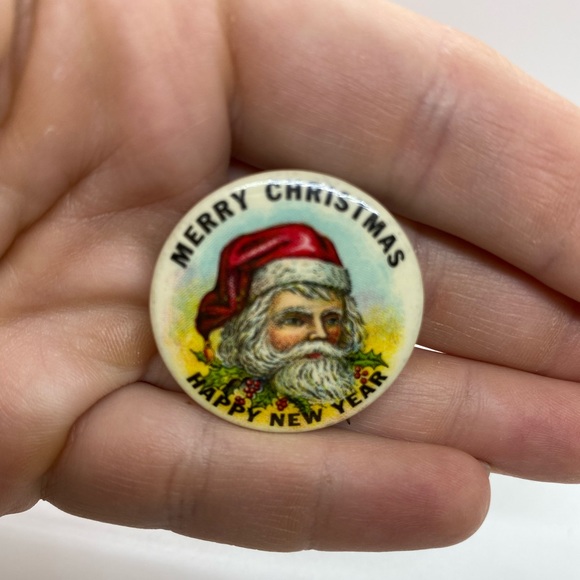 Jewelry | Merry Christmas Happy New Year Vintage Santa Claus Pin | Poshmark